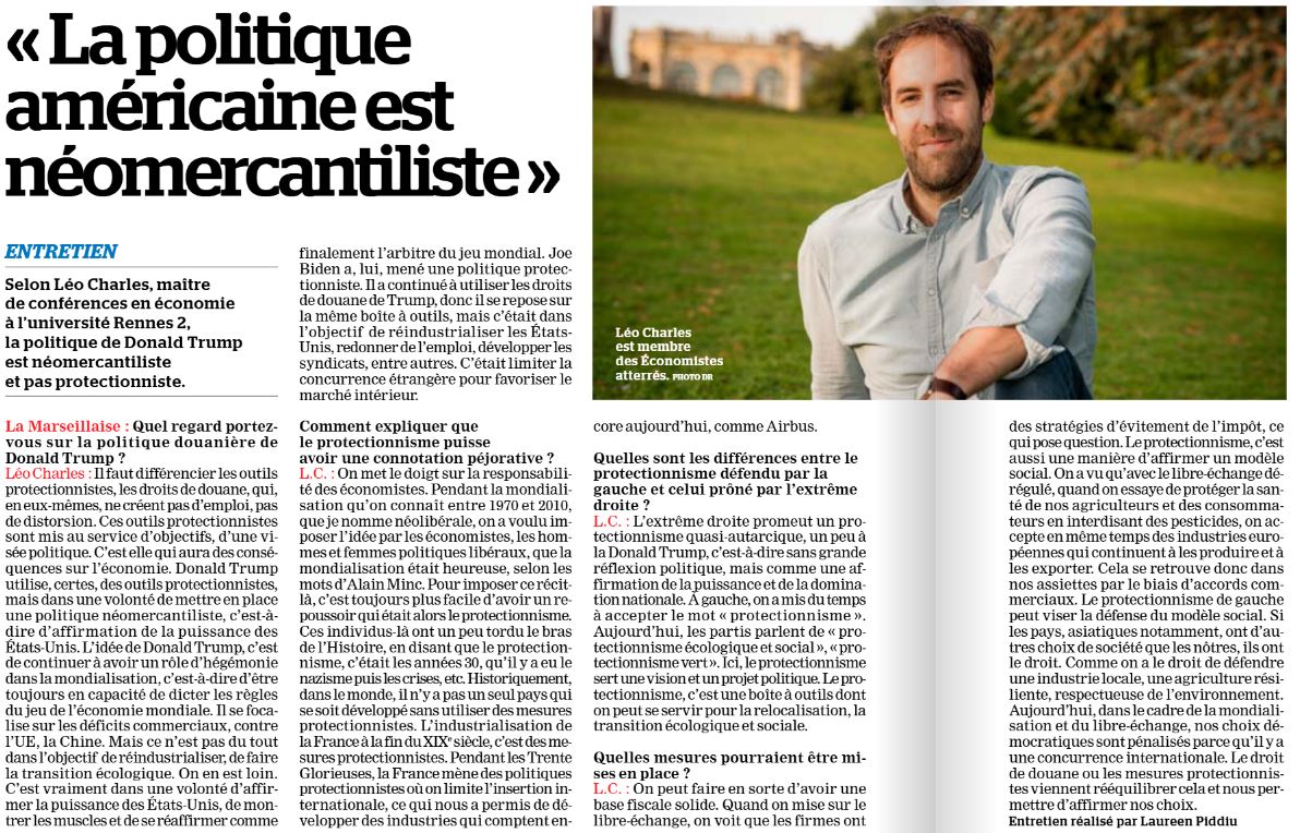 La politique américaine est néomercantiliste, selon Léo Charles, pour ...